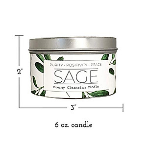 White Sage Smudge Candle for Cleansing House Negative Energy, Hand-Poured in USA, Perfect for Intention Setting, Meditation, Chakra Healing, Calm Anxiety