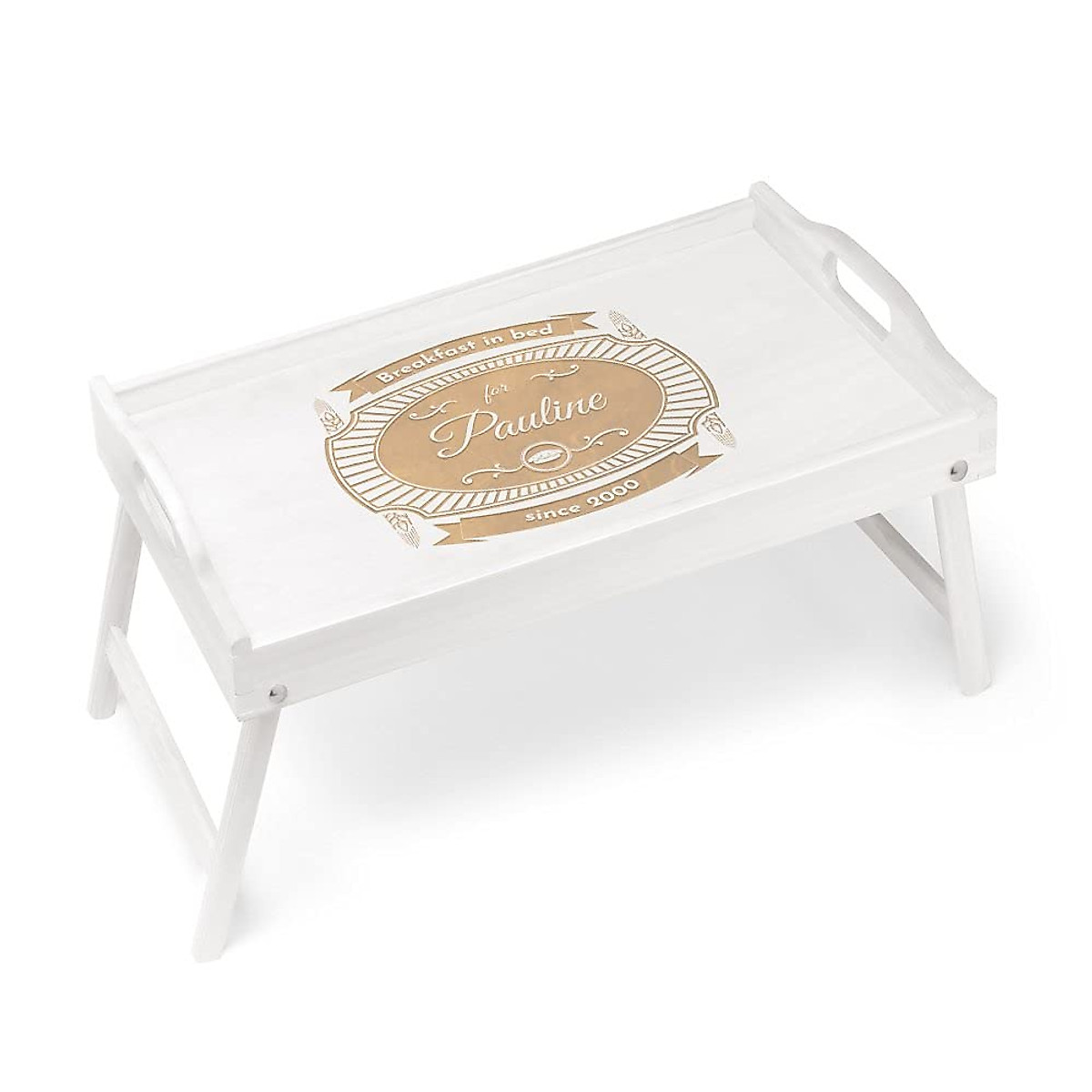 Maverton Breakfast Tray Table for Women - Personalized Bed Tray - Laptop Table with Foldable Legs - Decorative Serving Tray with Engraving - for Birthday - Serving Tray for her - Breakfast