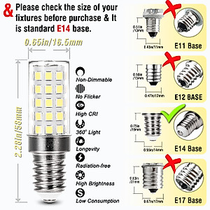ALIDE E14 LED Bulbs 4W Equal 40 Watt Candelabra Bulbs,120V to 220V, 6000K Daylight Bright White T6 C7 E14 European Base Edison Bulb for Chandeliers,Turkish Persian Lamp Pendant,Non-dimmable,10 Pack