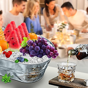 4PCS 3 Gallon Galvanized Tub with Carry Beer Drink Storage Cooler Metal Beverage Ice Tub Galvanized Ice Buckets for Party