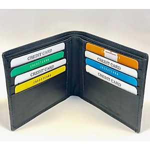 bestkualityseller NASA Genuine Cowhide Leather Laser Engraved Engraving Slimfold Mens Large Capacity Luxury Wallet Purse Minimalist Sleek and Slim Brown Card Holder Organizer 14 Pockets, Medium