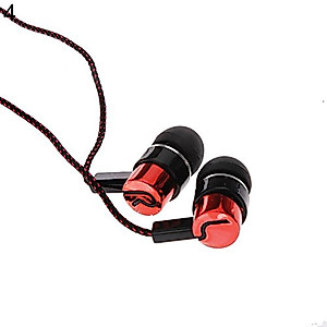 Heave 3.5mm Wired Durable Metal Earphones Stereo in Ear Earbuds Built in Microphone,Deep Bass Sound Ear Buds Headphone for Cell Phones, Laptop, Gaming Red