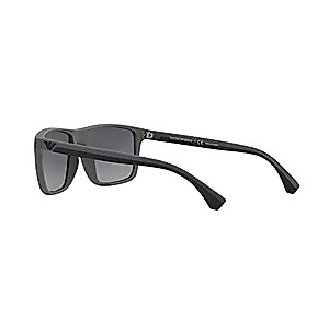Emporio Armani Men's EA4033 Square Sunglasses, Black/Grey Rubber/Polarized Grey Gradient, 56 mm