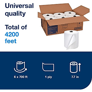 Tork Matic Paper Hand Towel Roll White H1, Universal, 100% Recycled Fiber, 6 Rolls x 700 ft, 290089