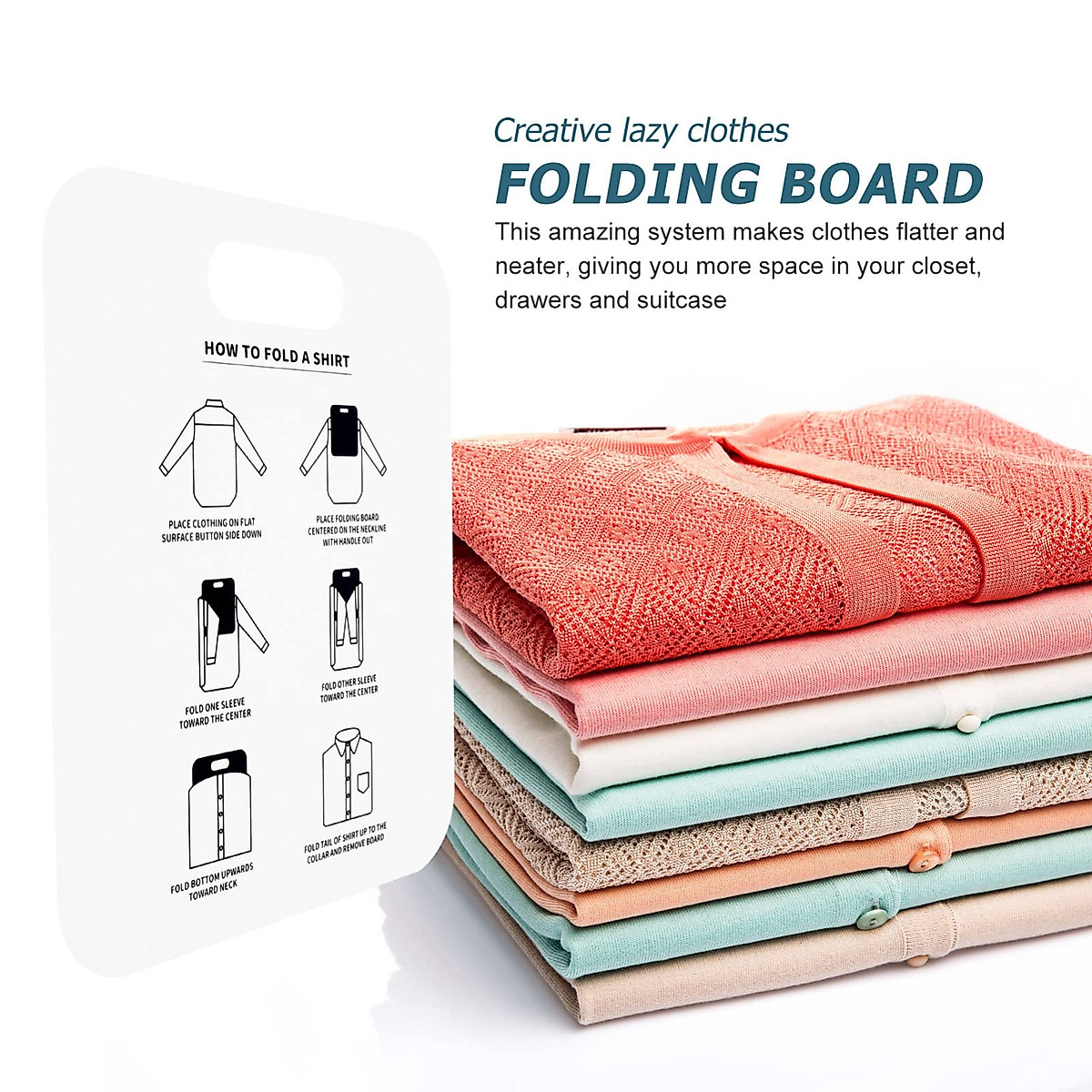 VOSAREA 2pcs Shirt Folding Board Cardboard Laundry Organization Small Shelf for Toaster Laundry Folding Board Laundry Organizer Clothing Pp Trouser Press White Household Travel