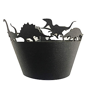 black Dinosaur Laser cut Cupcake Wrapper Cup Cake Baking Muffin 60pcs