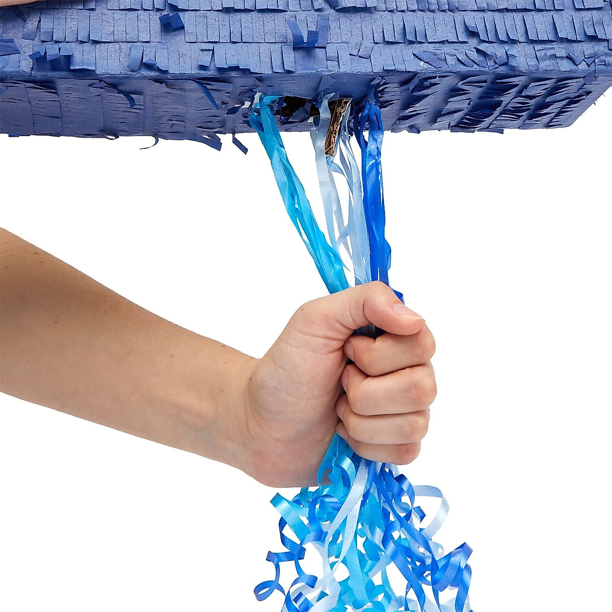 BLUE PANDA Number 4 Pull String Pinata for Boys, 4th Birthday Party Decorations, Ombre Blue (16.5 x 12 x 3 In)