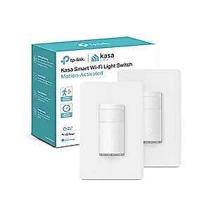 Kasa Smart Motion Sensor Switch, Single Pole, Needs Neutral Wire, 2.4GHz Wi-Fi Light Switch, Works with Alexa & Google Assistant, UL Certified, No Hub Required(KS200MP2),White,2-Pack