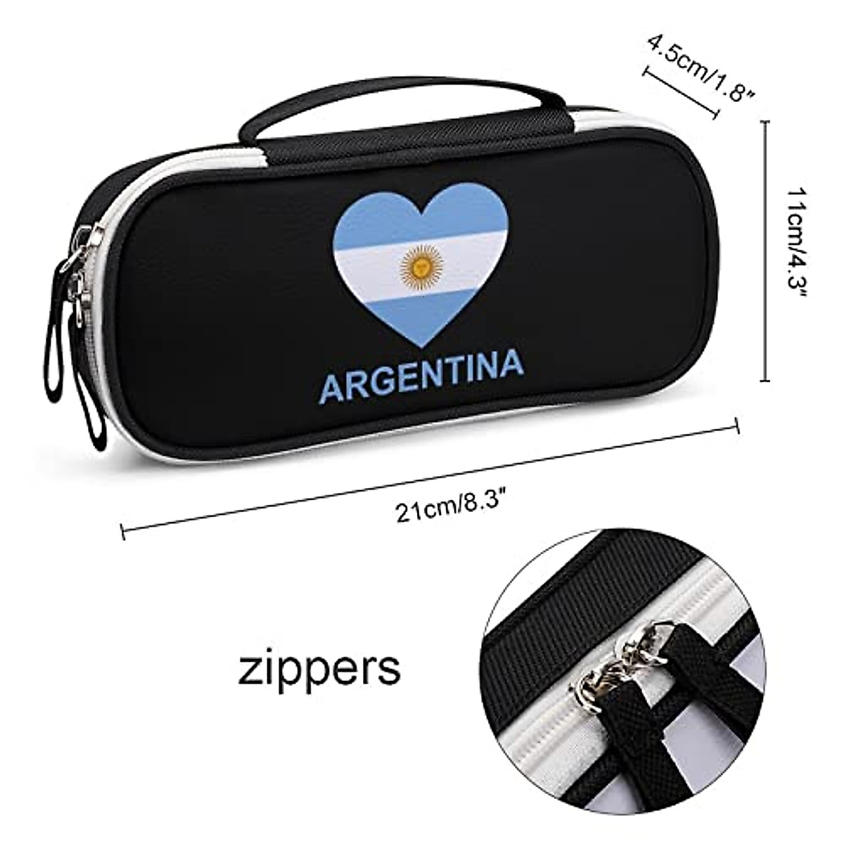Love Argentina Printed Pencil Case Bag Stationery Pouch with Handle Portable Makeup Bag Desk Organizer