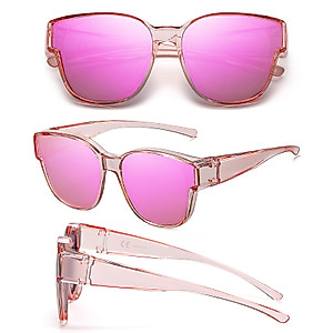 GEGURI Polarized Sunglasses Fit Over Glasses for Men Women, Oversized Square Sun Glasses UV400 Protection Shades