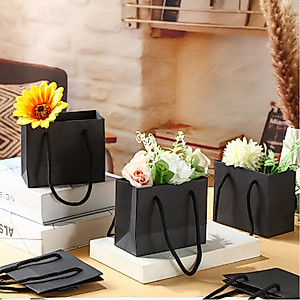 Yexiya Extra Small Black Gift Bags 3.94 x 4.72 x 2.36 Inch Paper Gift Bags with Handle Mini Gift Wrap for Present Craft Party Favor(24 Pcs)