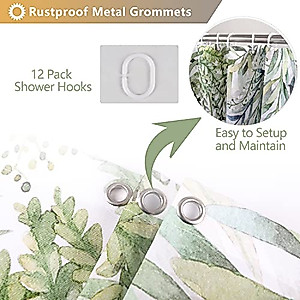 Sage Green Plant Shower Curtain for Bathroom Botanical Eucalyptus Tropical Green Leaf Greenery Leaves Watercolor Jungle Floral Fabric Bathroom Shower Curtain Sets 72×72 Inches with Hooks