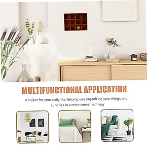 PRETYZOOM Wooden Display Stand Figure Storage Rack Wooden Cubby Shelf Hanging Figurine Display Compartment Shelf Compartment Floating Shelf Wall Hanging Figurine Shelves