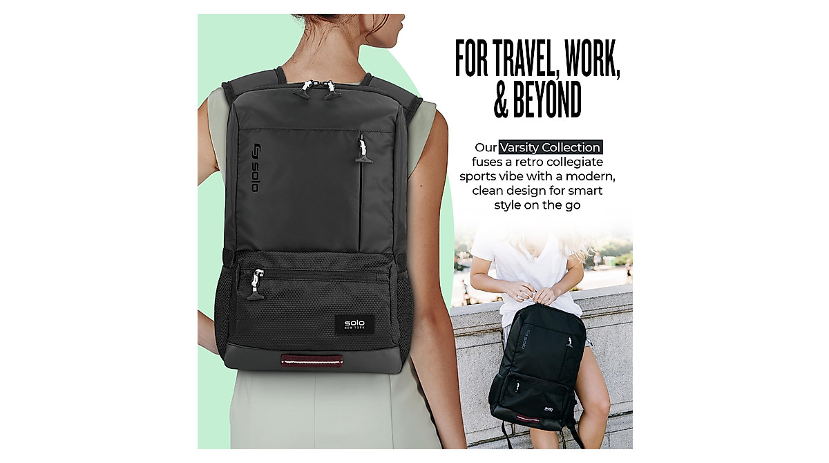 Solo New York Draft Slim Backpack Black – Lightweight Laptop & Travel Bag