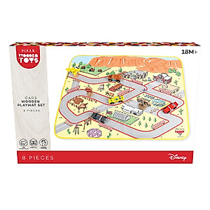 Just Play Disney Wooden Toys Disney Pixar Cars 8-Piece Wooden Blocks and Playmat, Officially Licensed Kids Toys for Ages 18 Month