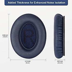 Aurivor Replacement Ear-Pads for Bose Quiet-Comfort QC 35 (ii) 25 15 2 Headphones, Upgraded Cushion for QC35 (ii) QC25 QC15 QC2 SoundTrue/SoundLink AE2/AE2i/AE2w Around-Ear Headphones (MidnightBlue)