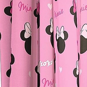 Jay Franco Disney Minnie Mouse Hearts N Love 84" inch Drapes - Beautiful Room Décor & Easy Set Up, Bedding - Curtains Include 2 Tiebacks, 4 Piece Set (Official Disney Product)
