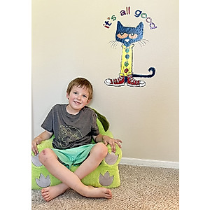 Kids Bedroom Nursery Pete The Cat Decal Home Art Picture Book Cat Design Vinyl Wall Decal | Adhesive Living Room Cartoon Cat Character Decor Vinyl Wall Decoration Sticker (24" x 30")