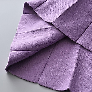 Balatale Toddler Girls Fall Outfits Buttons Sweater Tops Mini Skirt Set 2Pcs Long Sleeve Autumn Winter Clothes Set Purple 12-18Mth