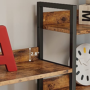 IRONCK Bookcases and Bookshelves Triple Wide 5 Tiers Industrial Bookshelf with Baffles Large Etagere Bookshelf with Metal Frame for Living Room Home Office