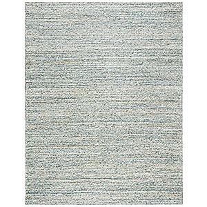 SAFAVIEH Himalaya Collection Area Rug - 8' x 10', Blue & Olive, Handmade Wool, Ideal for High Traffic Areas in Living Room, Bedroom (HIM413M)