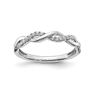 CTIEIP 10K 14K 18K Gold 0.14 Carat Diamond Infinity Twist Wedding Band for Women Anniversary Stackable Ring Jewelry Gift for Her (G-H Color, I2-I3 Clarity)