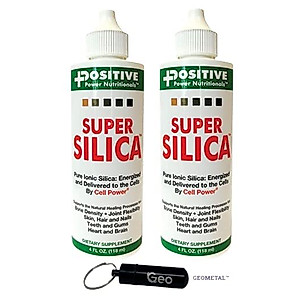 Super Silica Liquid Concentrate, 4 oz. Bottles (Pack of 2) Highest Absorption, Collagen Producing, Supports Healthy Bone Density, Joint Flexibility, Skin Hair and Nails and Pill Holder by GeoMetal™