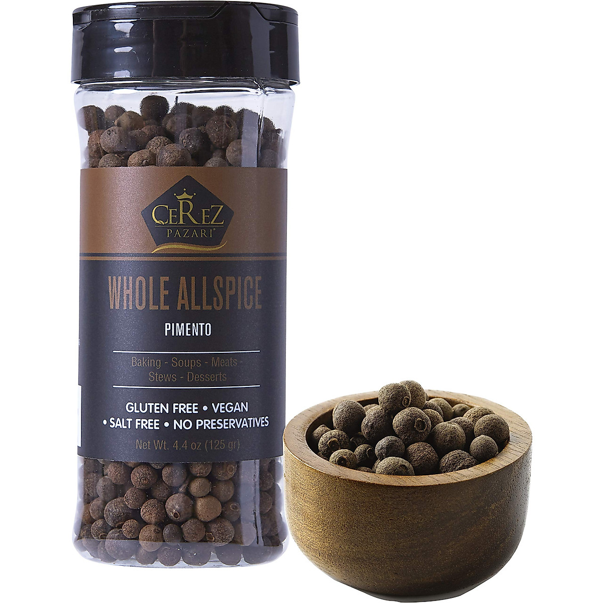 Cerez Pazari Allspice Whole 4.4 oz Premium Grade,0 Natural, Freshly Packed, Non-GMO, Gluten Free, No Preservatives