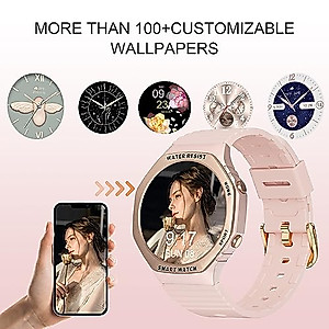 1.32”Smart Watch for Women (Answer/Make Call), 100+Sports Modes Smartwatches with Heart Rate/SpO2/BP/Menstrual Cycle/Sleep Monitor, Step Calorie Counter Fitness Tracker IP67 iOS Android Gift Pink