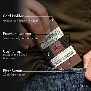 Ekster Senate Classic Brown Leather Slim Wallet for Men | RFID-Blocking Minimalist Wallet with Quick Card Access & Slim Profile