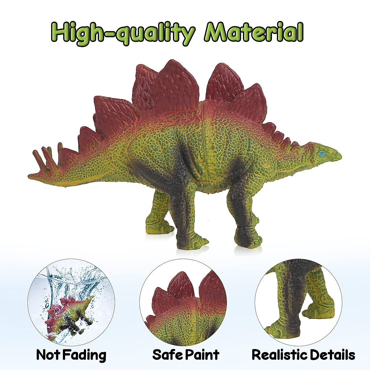 SHIRLIN Dinosaur Toy Figure w/ Activity 46''× 32'' Large Play Mat & Trees, Educational Realistic Dinosaur Playset Including Triceratops Velociraptor Gifts for Kids Boys & Girls