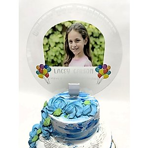 Photo Light Up Personalized Party Decor Happy Birthday Cake Top Topper With Any Photo Picture Logo Text - Mitzvah, Weddings, Birthday, Sweet 16, Anniversary, Baby Shower, Bridal Shower…