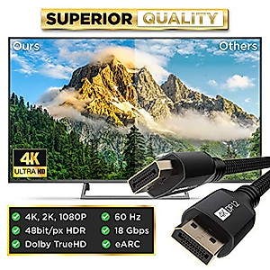PowerBear 4k Displayport Cable | Ultra HD High Speed Display Port Cable for Gaming Monitor, Laptop, TV & PC | Nylon Braided Display Port 1.2 4K 60Hz, 2K 165Hz, 2K 144Hz (NOT HDMI) (15 Feet)