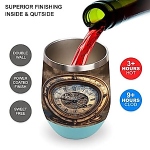 WYUSPGK 304 Stainless Steel Insulated Cup, Steampunk Clock Print Smooth Rim, Durable & Reusable - Perfect for Office, Home, And Travel