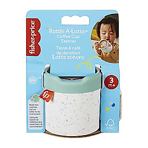 Fisher-Price Baby Toy Rattle A-Latte Coffee Cup Teether for Infant Sensory Play Ages 3+ Months