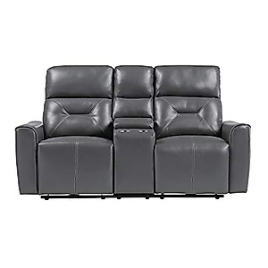Lexicon Edelweiss Power Double Reclining Loveseat, Dark Gray