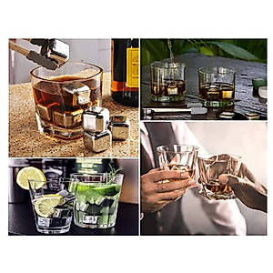Kellegour 18 PCS Stainless Steel Ice Cubes,Metal Ice Cube,und Velvet Bags+1 Nonslip Ice Tong,Cooling Whisky Rocks,Stainless Steel Whiskey Rocks,For Whiskey,Vodka,Liqueurs,Wine,Beverage Juice or Soda