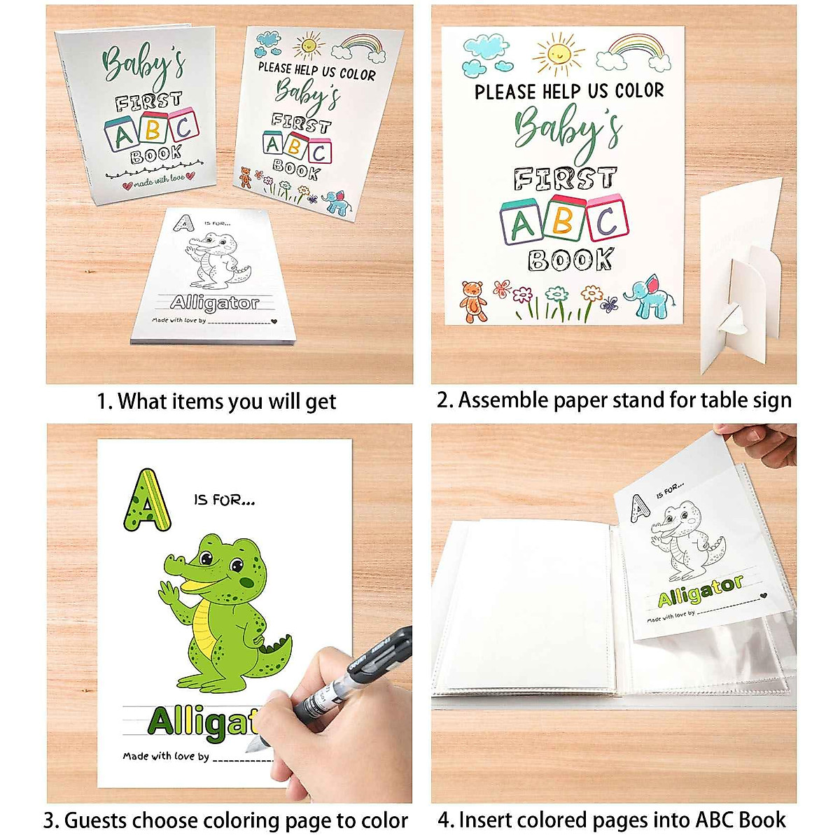 Baby's First ABC Book Baby Shower Activity Keepsake Game, ABC Coloring Baby Shower Guest Book Alternative, Baby's First Alphabet Coloring Book, Alphabet A to Z Coloring Pages