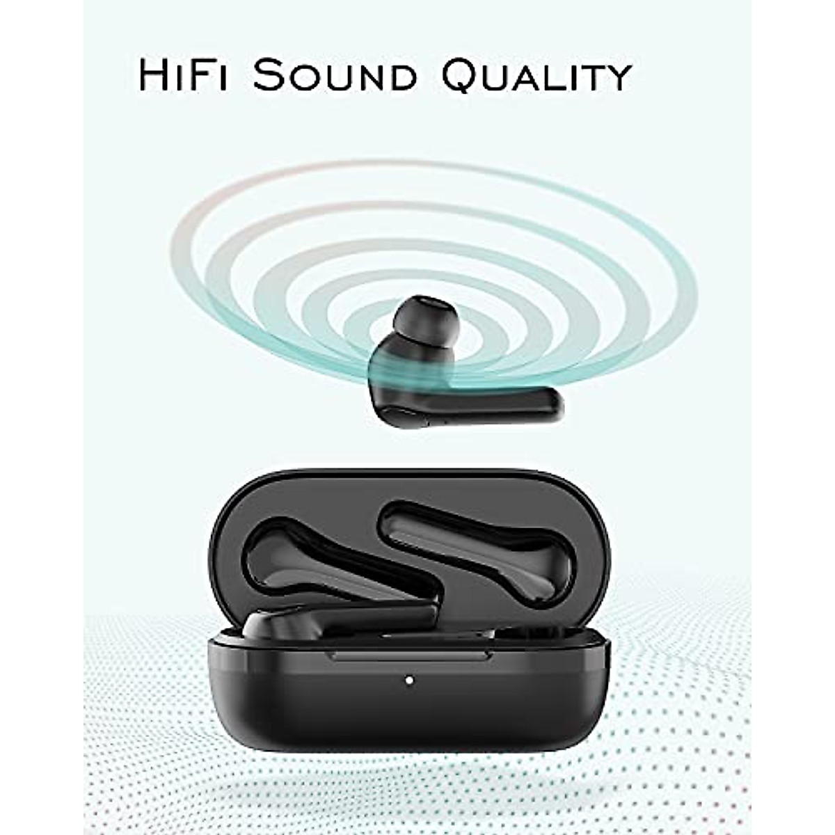 Wireless Earbuds, GRV T5 Bluetooth 5.0 Earbuds with Microphone 34H Playtime Touch Control Clear Call IPX7 Waterproof, Earbud & in-Ear Headphones for Sports (Black)