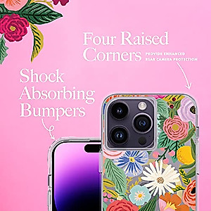 Rifle Paper Co. iPhone 14 Pro Max Case [Compatible with MagSafe] [10ft Drop Protection] Cute iPhone Case 6.7" with Floral Pattern, Anti-Scratch Tech, Shockproof Material, Slim Fit - Garden Party Blush