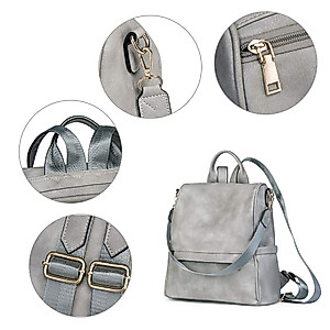 CLUCI Women Backpack Purse Fashion Two-Toned Vintage Leather Large Travel Bag Ladies Shoulder Bags Gray