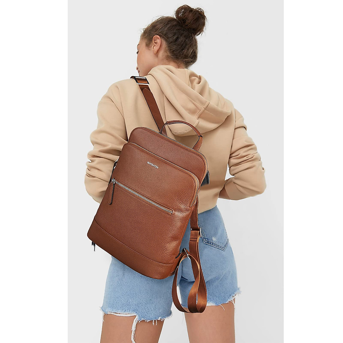 BOSTANTEN Genuine Leather Laptop Backpack Purse for Women Backpack Travel Bag Brown