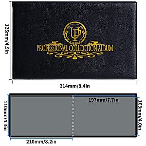 40 Pockets Banknote Currency Collecting Album - 20 Sheets Clear Dollar Bill Holders World Money Storage Book Collection Supplies Double-Sided Pages for Trading Cards Stamps Tickets Black AN04BK