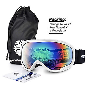 HUBO SPORTS Ski Snow Goggles for Men Women Adult,OTG Snowboard Goggles of Dual Lens with Anti Fog for UV Protection for Girls(WBPGreen)