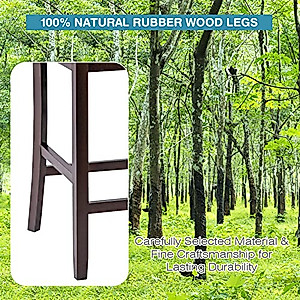 COSTWAY Set of 4 Bar Stools, 25” Counter Height Kitchen Dining Pub Chairs with Soft Padded Seat, PU Leather Cover & Rubber Wood Legs, Suitable for Dining Room, Restaurant & Cafe Store (4)