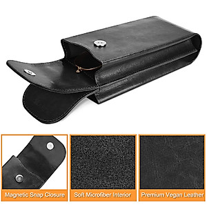 Fintie Double Glasses Case with Carabiner Hook, Portable Vegan Leather Eyeglass Case Anti-scratch Sunglasses Pouch