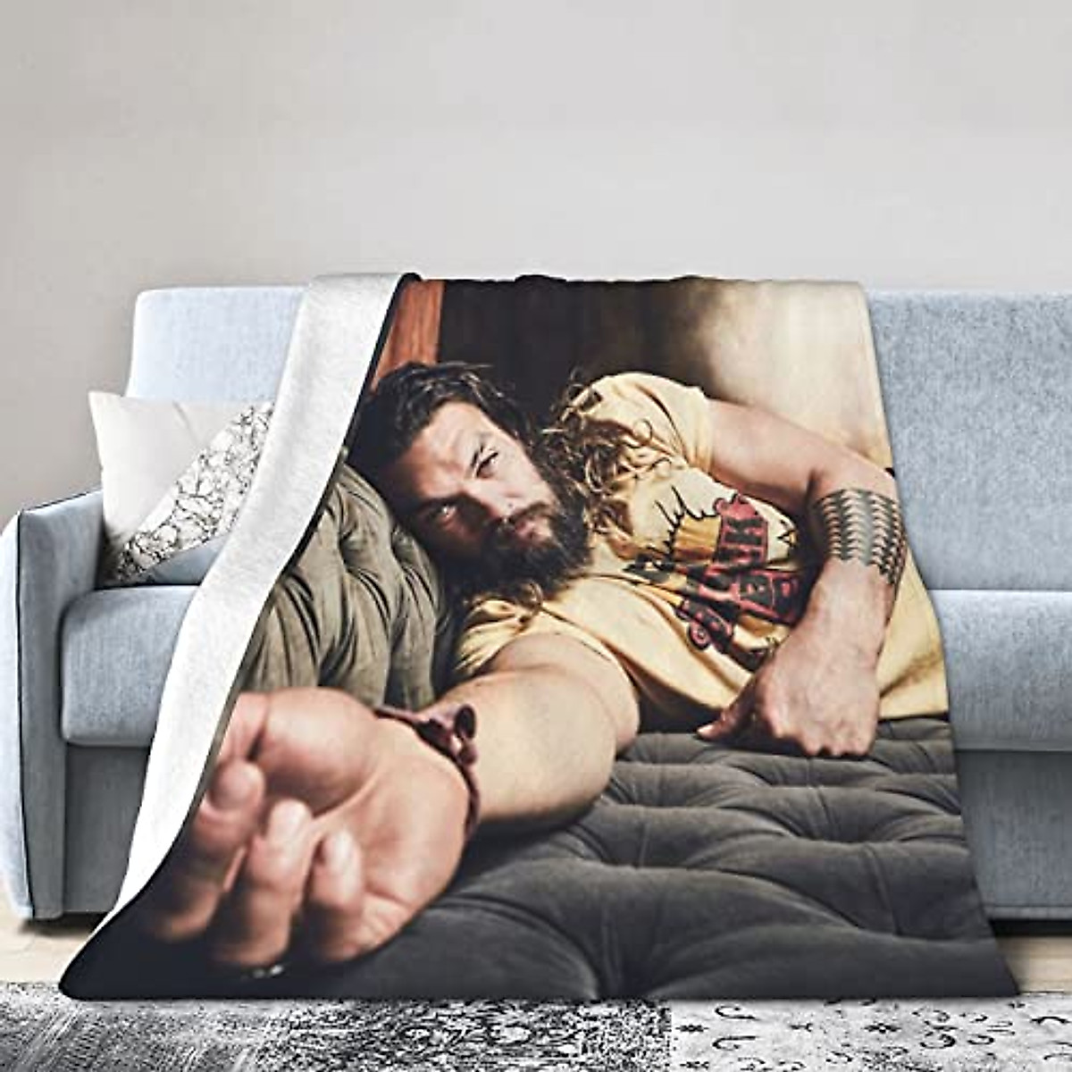 Ultra-Soft Jason Momoa Blanket, Fleece Collage Throw Blankets for All Season, Lightweight Soft Micro Flannel Blanket for Couch, Dorm, Bedding Blankets 50"X40"