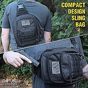 DBTAC Tactical Bag Shoulder Chest Pack with Sling for Concealed Carry of Handgun (Black Camo)