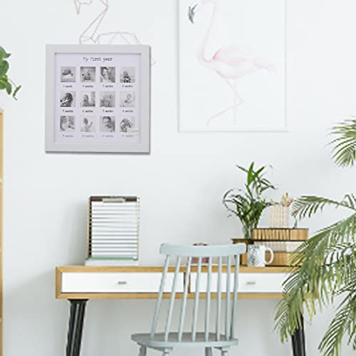 Ozgkee Newborn Baby Picture Frame My First Year Frame Baby Photo Frame 12 Month Baby Keepsake Frames Monthly Milestone Desktop Picture Frame for Photo Memories Baby 1st Birthday Mothers Day Gift