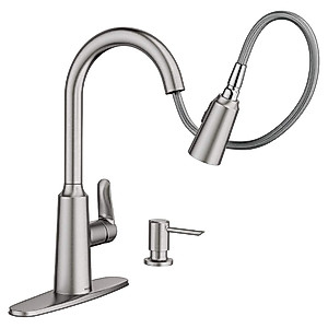 Moen 87028SRS Edwyn Spot Resist Sta Inless 1Handle Deck Mount Pulldown Kitchen Faucet, 7.5, Stainless Steel